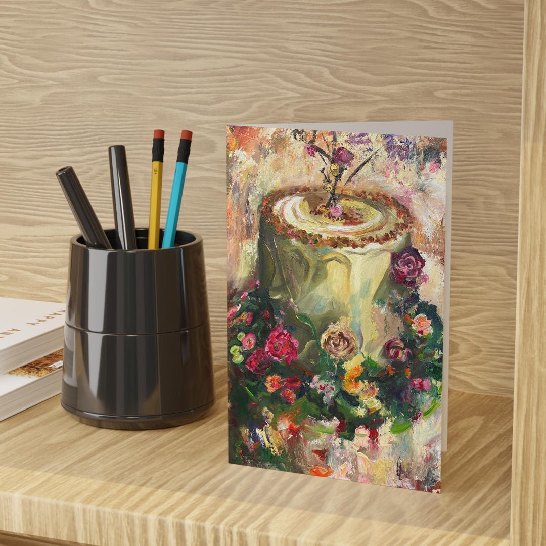 Floral Cake Greeting Cards Set - 1 or 10 Pcs, Birthday Cards, Thank You ...