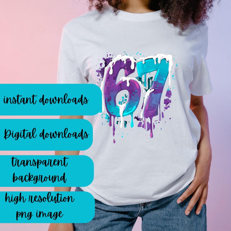 25+ Six Seven ‘67 Ice Cream PNG Bundle Drippy Number 67 Digital ...