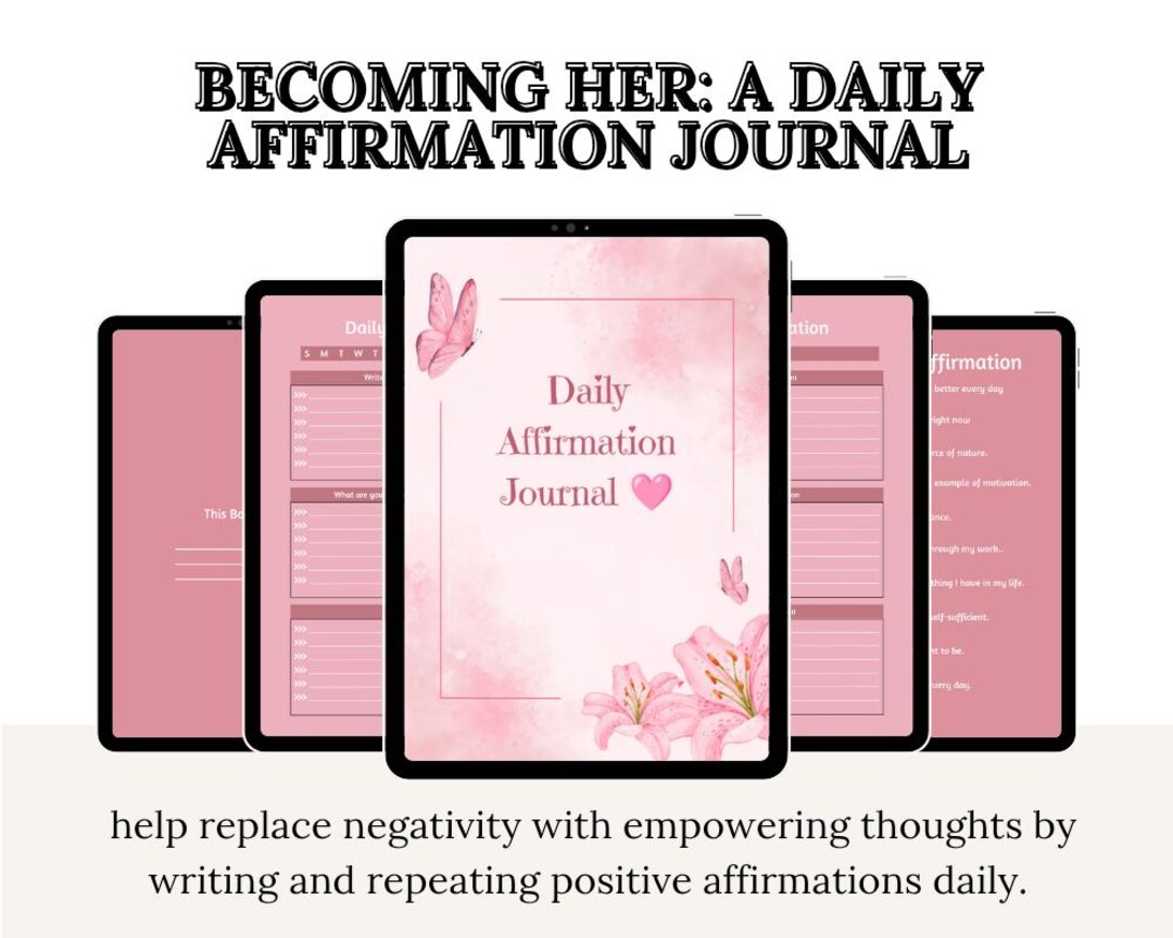 Daily Affirmations Journal for Girl, Becoming Her Writing Journal ...