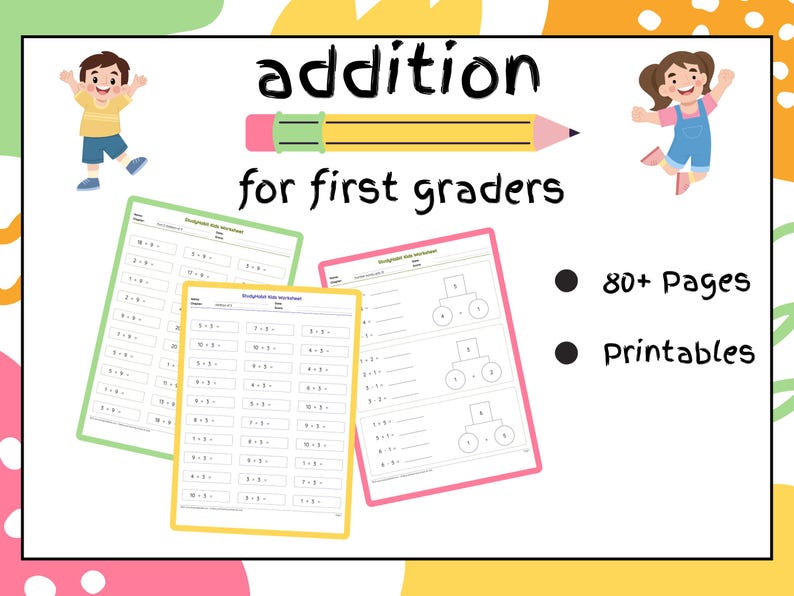 First Grade Addition Worksheets: Mental Math Practice (PDF) - Etsy