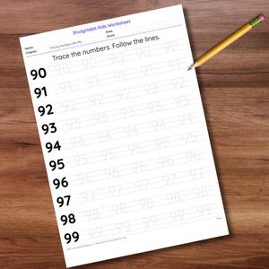 Number Tracing 0-100 Worksheets for Kindergarten, First Grade (PDF) - Etsy