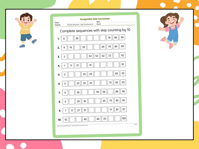 Skip Counting Practice Worksheets for First and Second Grade - Etsy