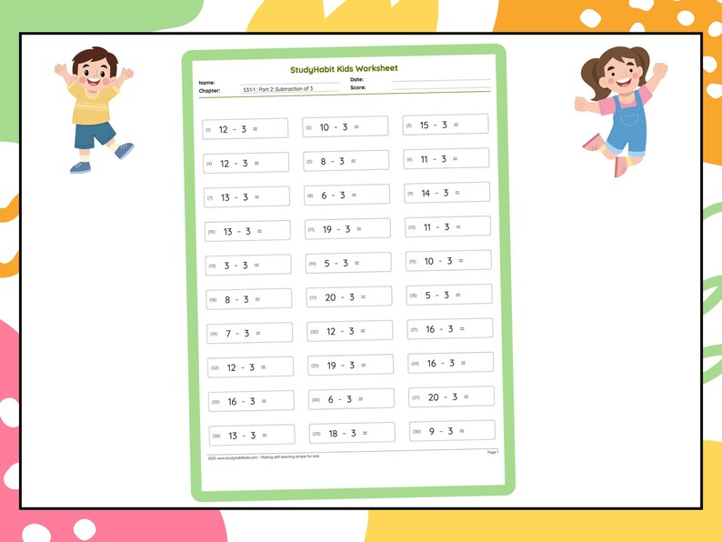 Subtraction Worksheets for First Graders (PDF) - Etsy