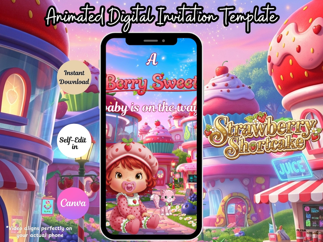 2009 Strawberry Shortcake Digital Baby Shower Invitation - Etsy