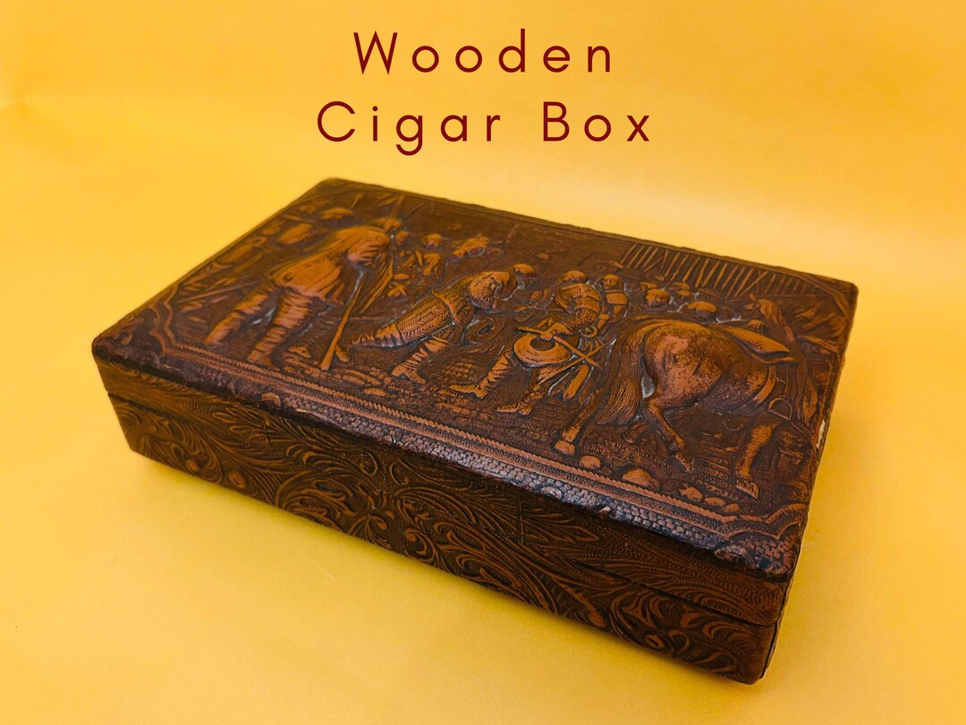 Wooden Cigar Box With Music Antique Cigarette Box Engraved Decorative ...