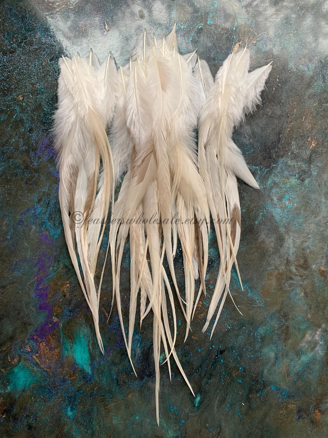 Rooster Feathers Bulk White With Gray Markings Wedding Boho Earring ...