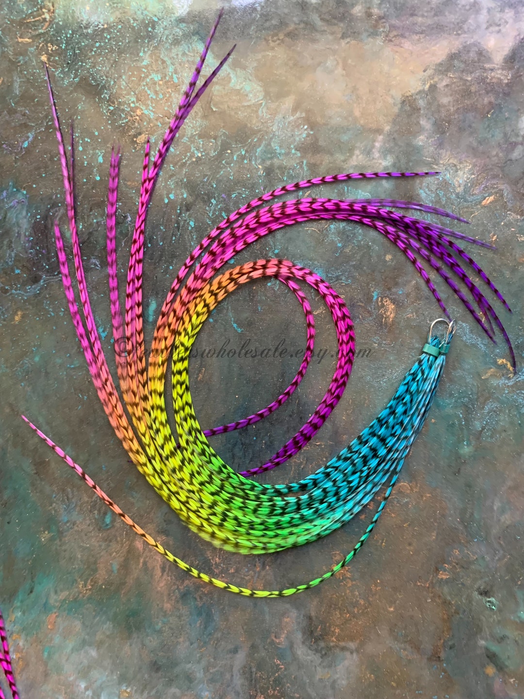 Rainbow Grizzly Feather Extensions Vibrant Striped Crafting Supplies ...