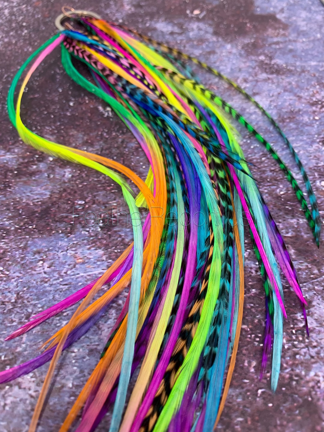 Short Hair Feathers Rainbow Extensions Colorful Gift Feather Extensions ...