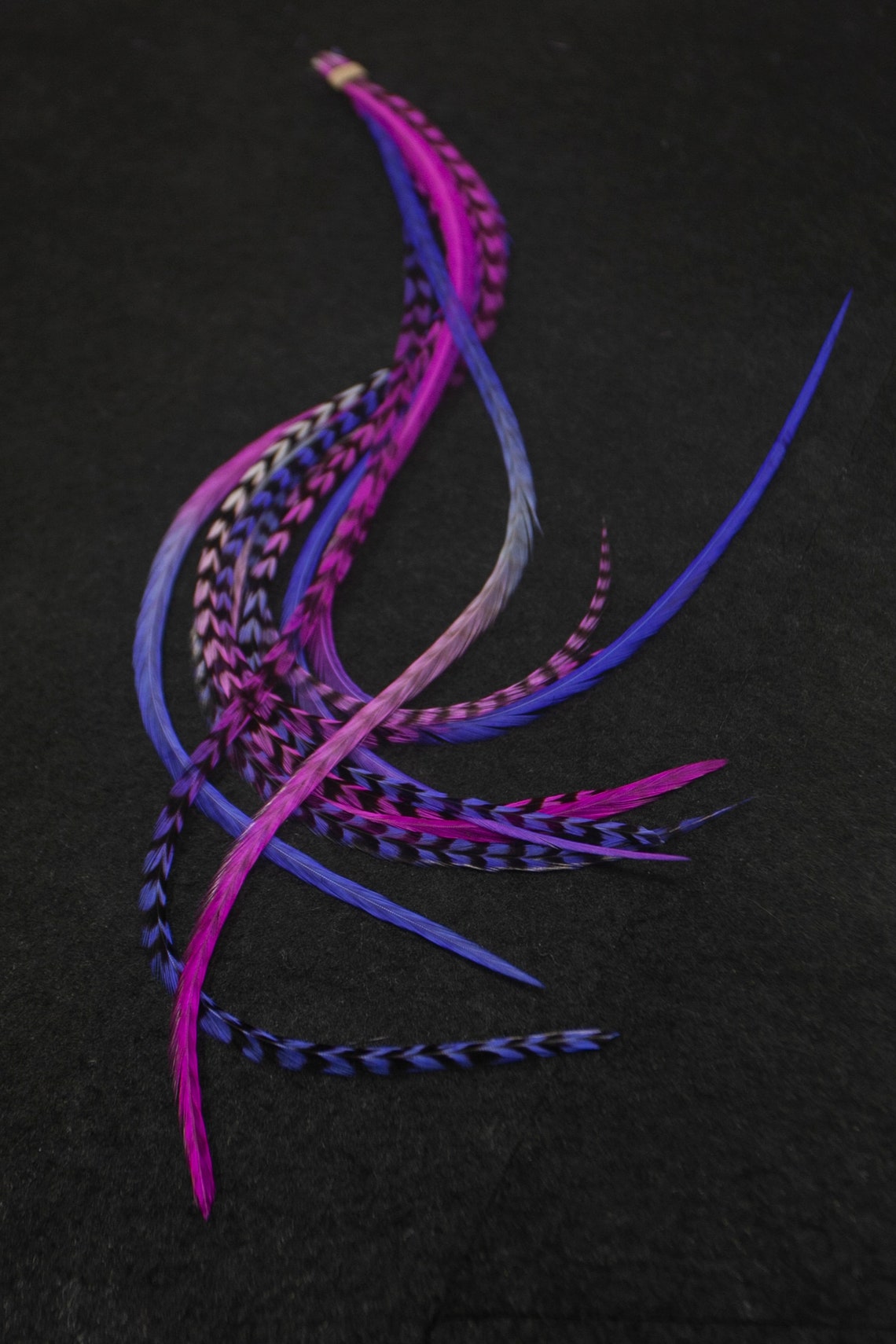 Neon Pink Purple Grizzly Solid Feather Extension Hair | Etsy