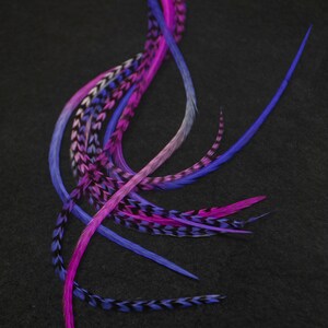 Neon Pink Purple Grizzly Solid Feather Extension Hair Accessory Feather ...