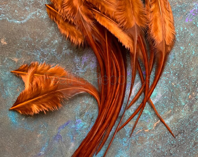 Brown Craft Feathers Rooster Saddle Thin Tails Golden Brown Solid ...