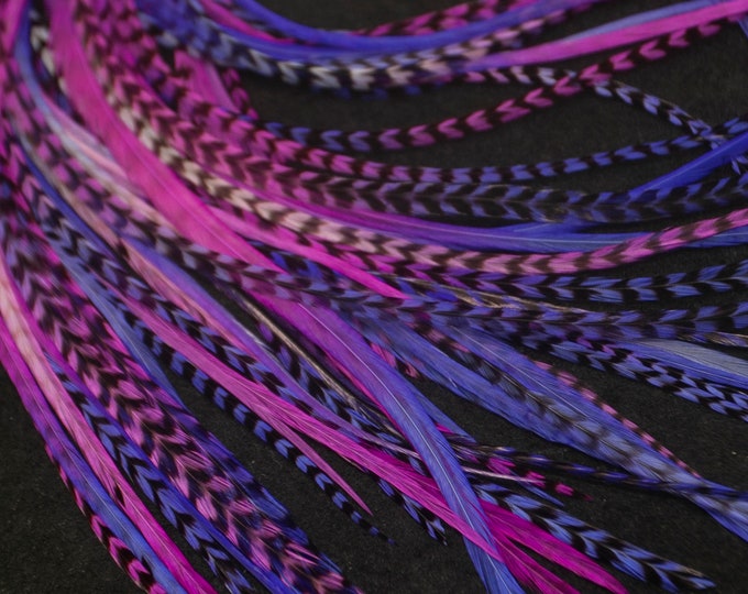 Neon Pink Purple Grizzly Solid Feather Extension Hair - Etsy