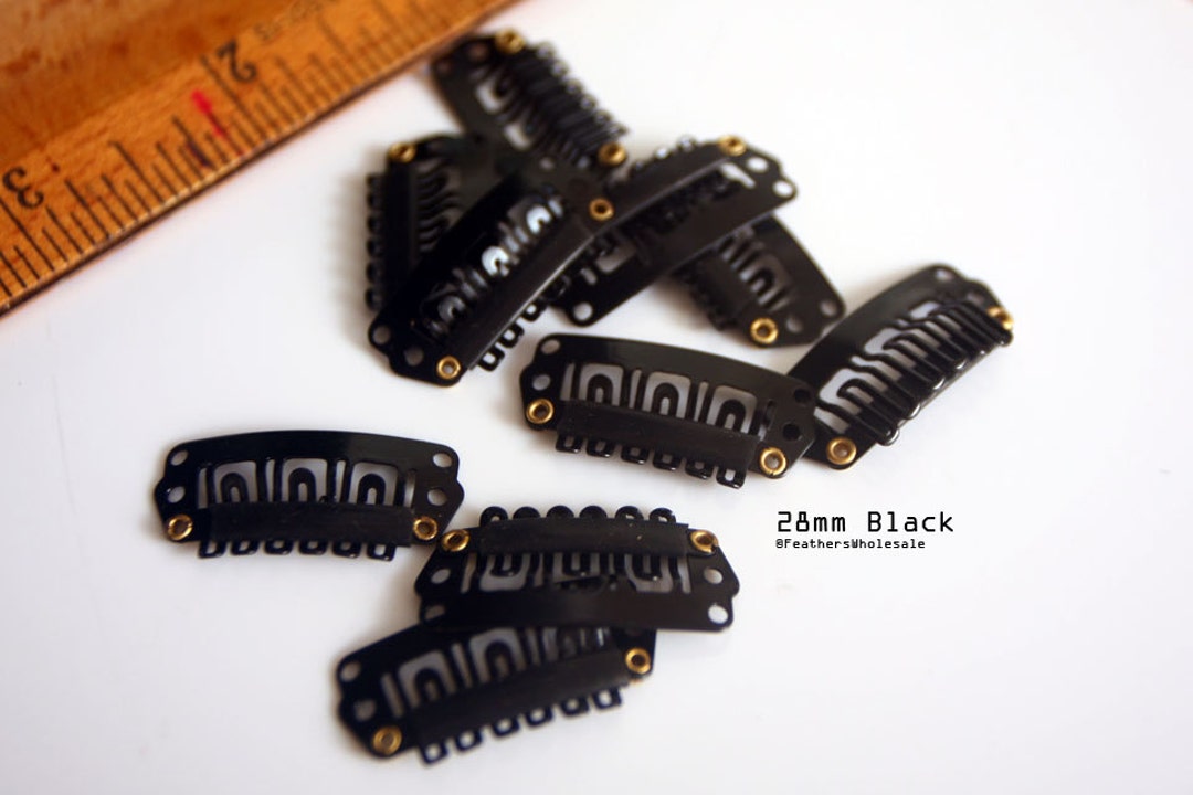 28MM Black Wig Clip Hair Weft Clips for Hair Extension Black Hair Clips ...