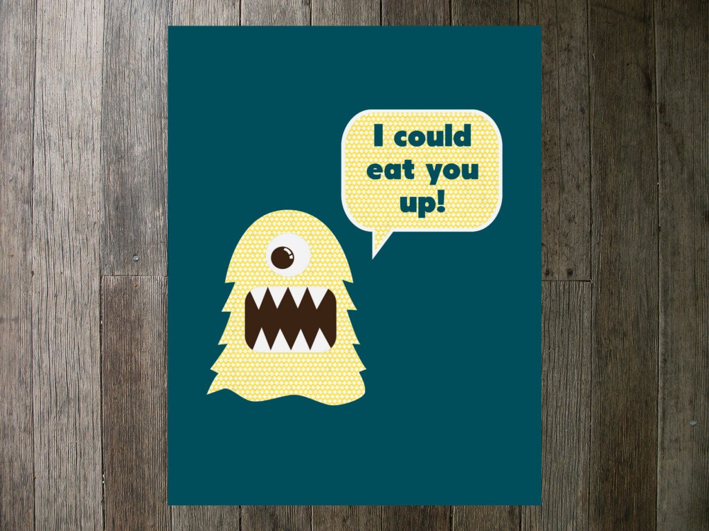 Printable Art Print I Could Eat You up Monster Blue and - Etsy
