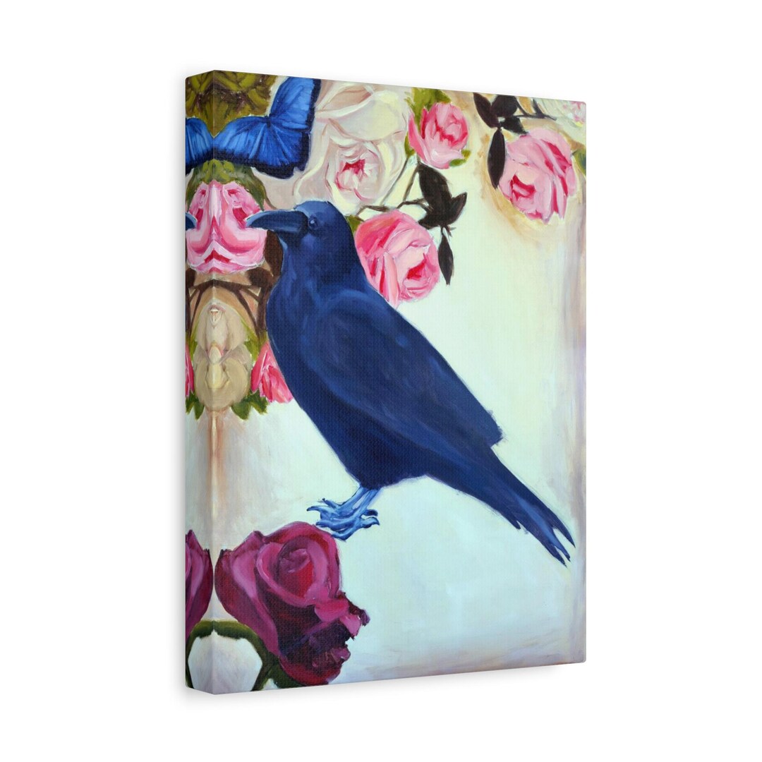 Raven and Roses: Canvas Art, Elegant Home Decor, Wall Art for Nature ...