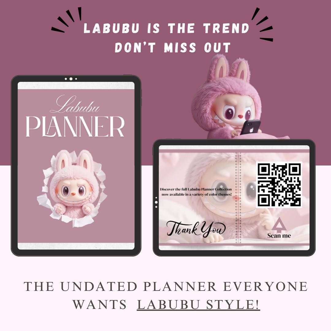 Pink Labubu Digital Planner All in One 24 Page Undated iPad and ...