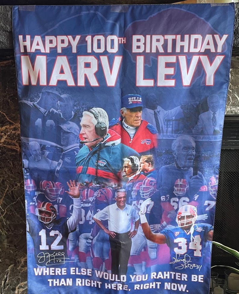 Buffalo Bills Coach Marv Levy Custom Made Happy 100th Birthday Flag. - Etsy