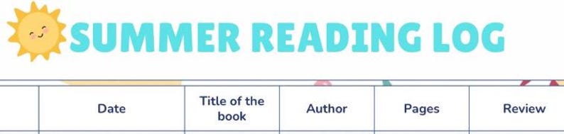 Summer Reading Log - Etsy