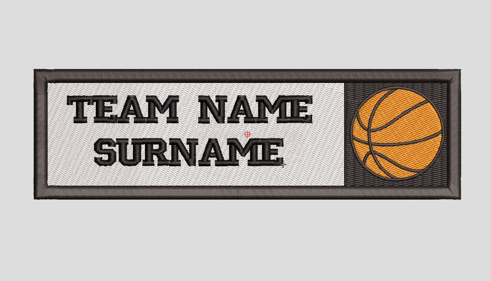 Basketball Name Tag Embroidery Design – Custom Team Patch (5 Sizes, 6 ...