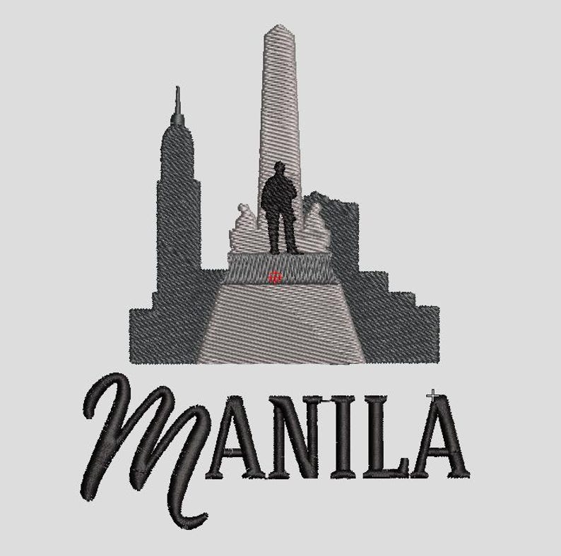 Manila Rizal Monument Embroidery Design - Philippine Cityscape Patch ...