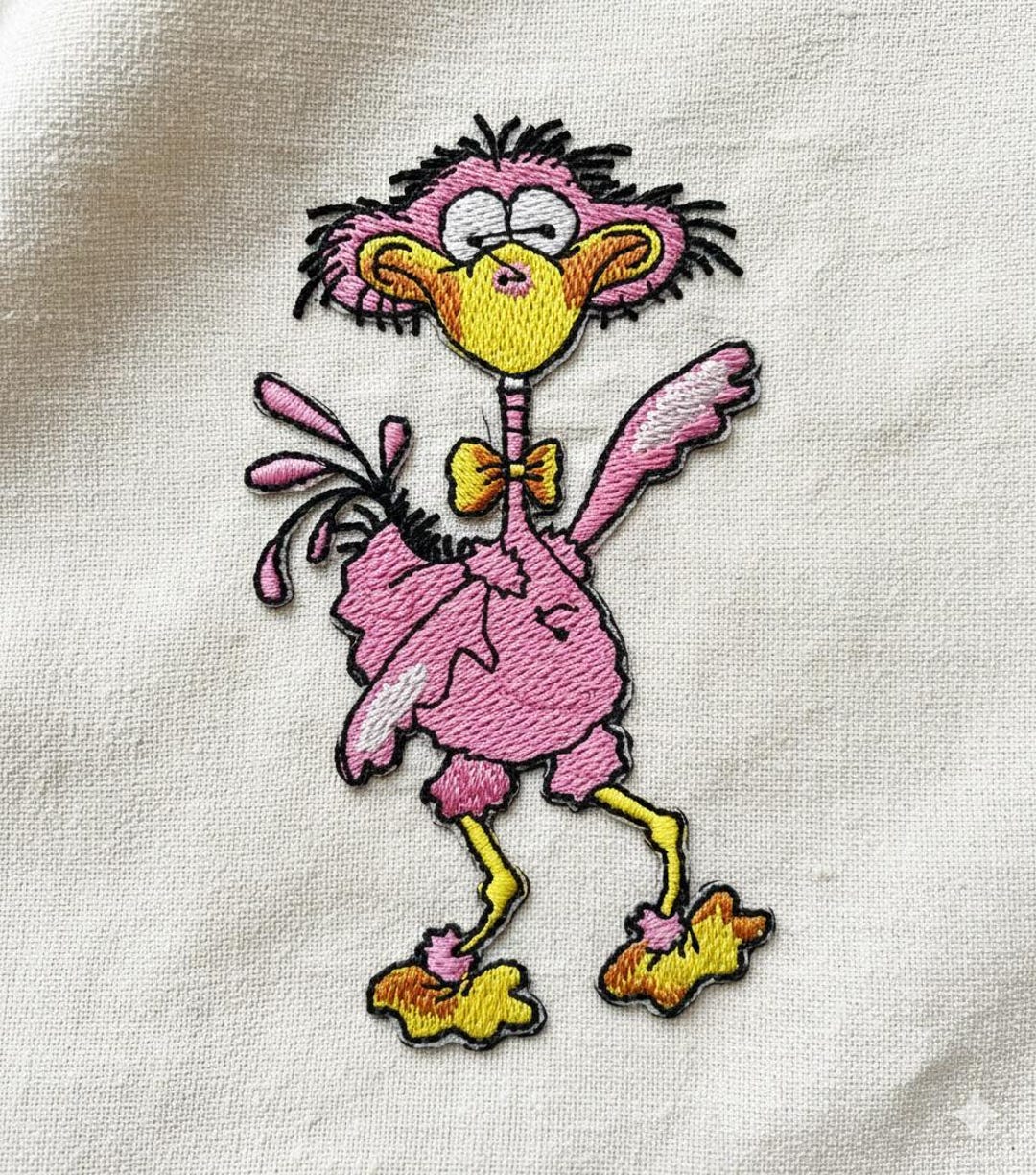 Pink Ostrich Cartoon Embroidery Design - "goofy Bowtie Bird" Machine ...