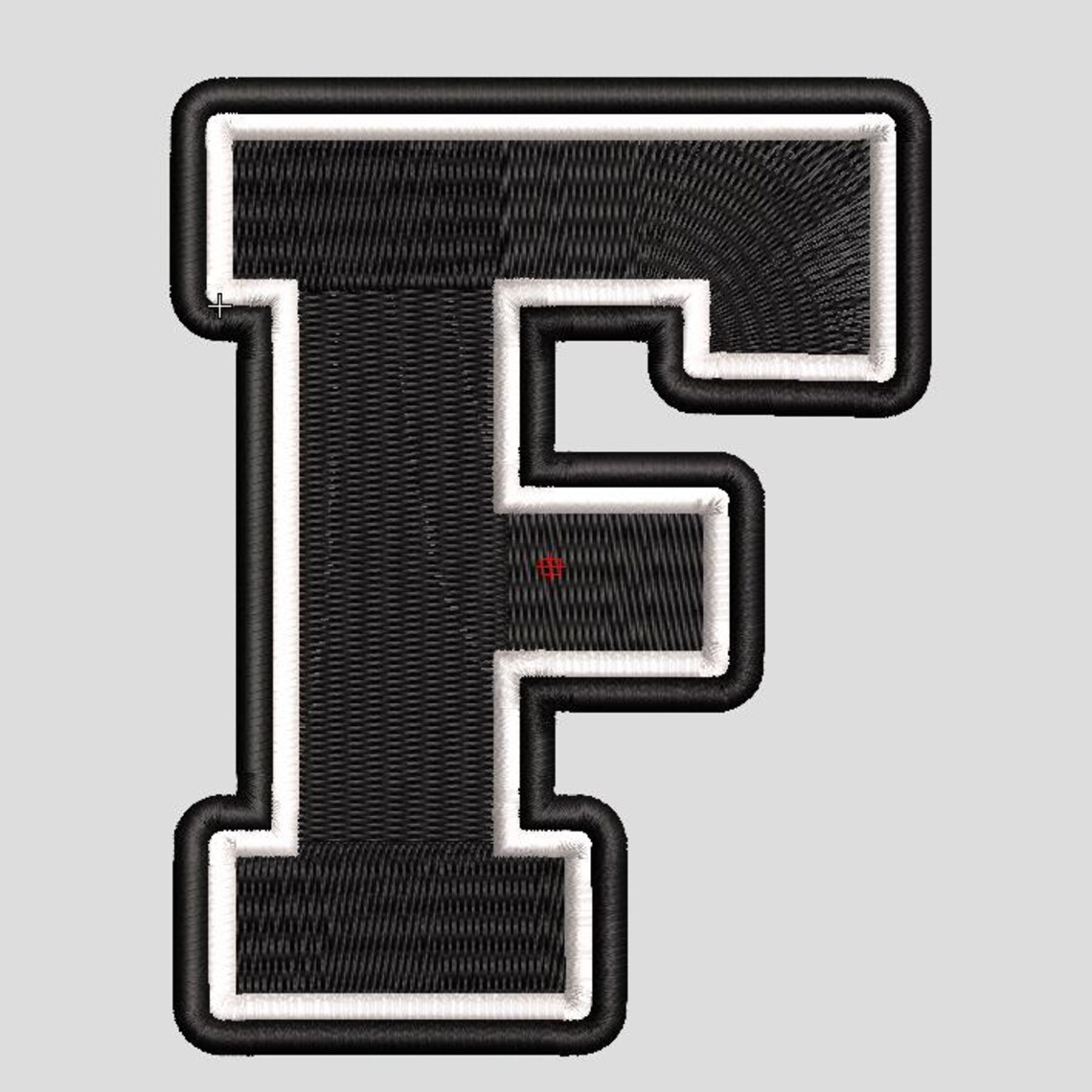 College Letter F Embroidery Design – Bold Applique Patch Style – Black ...