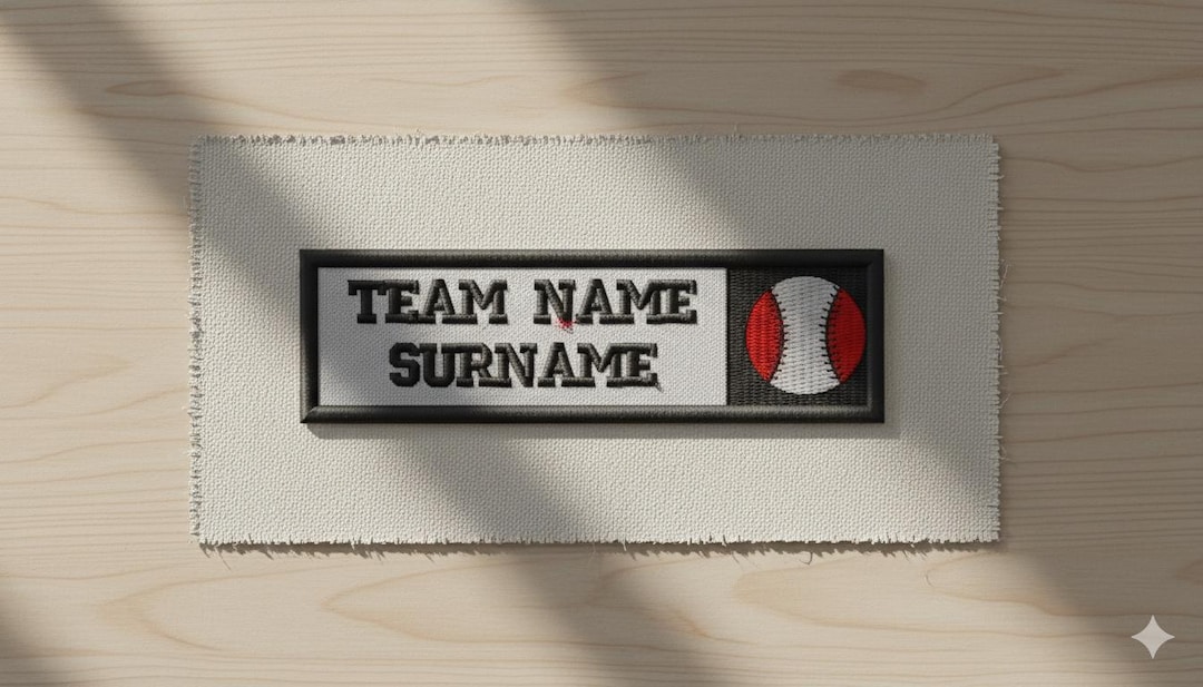 Baseball Name Tag Embroidery Design – Custom Team Patch, 4 Sizes, 6 ...
