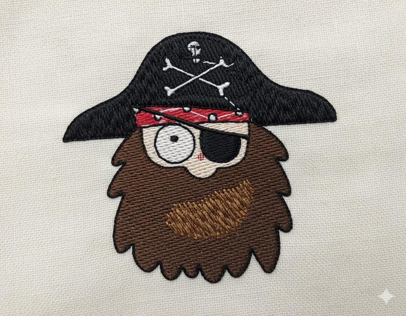 Cartoon Pirate Face Embroidery Design - "bearded Buccaneer" - 82x75 Mm ...