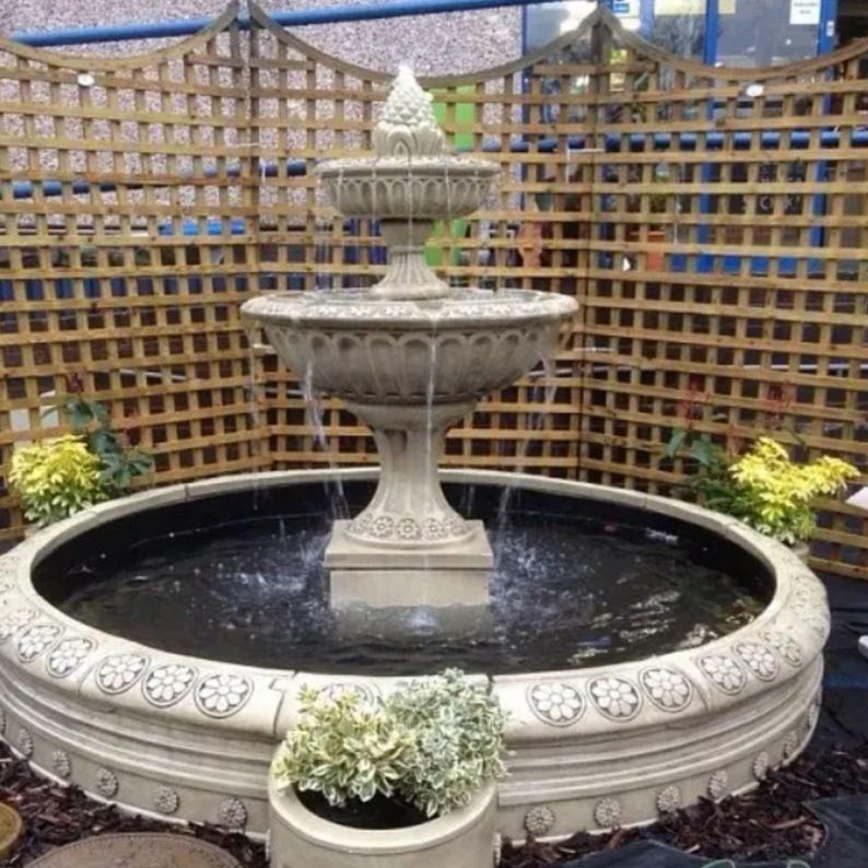 Large Tiered Garden Fountain | Ornate 3-tier Water Feature With ...
