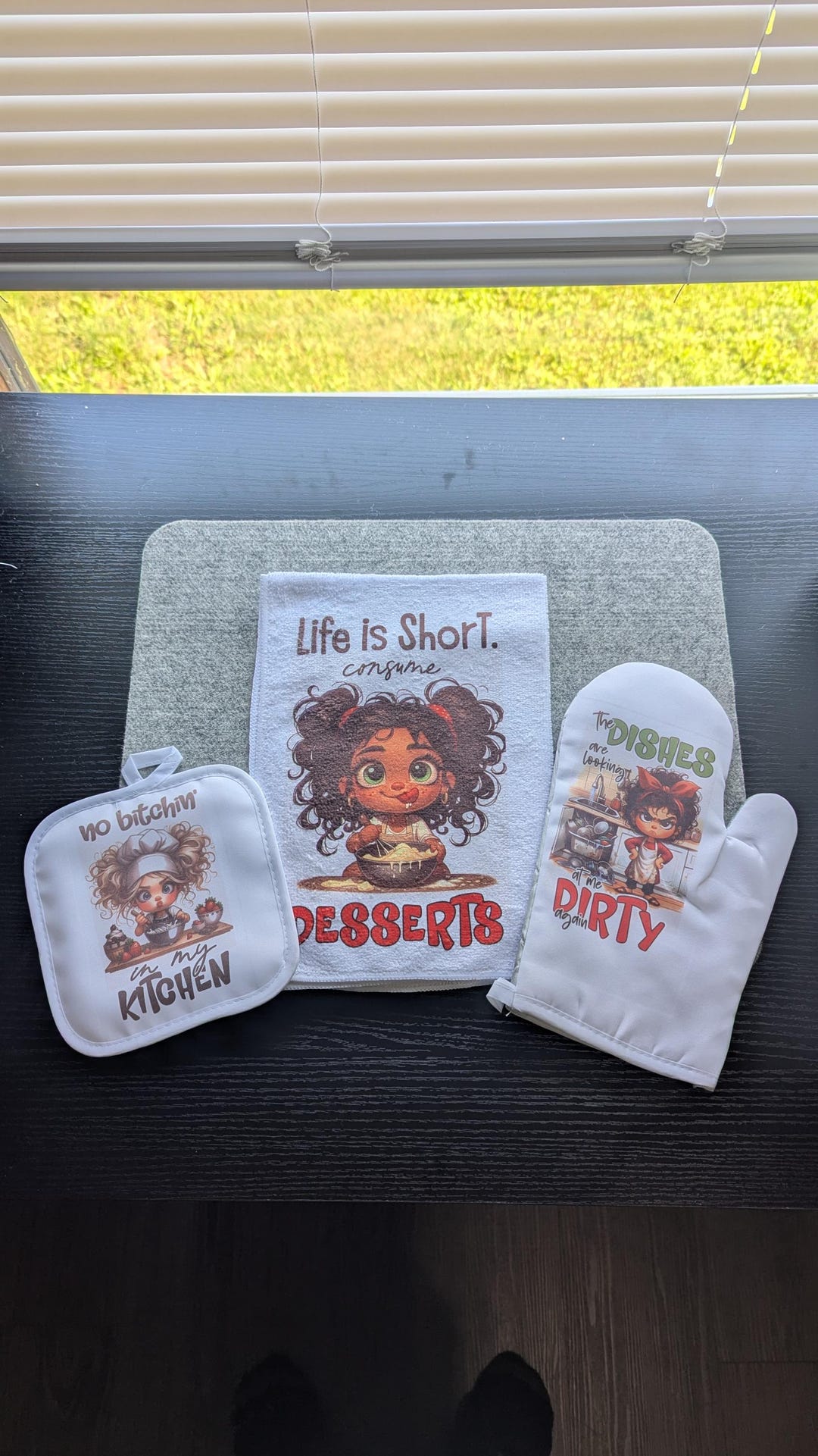 Cute and Funny Oven Mitt Set Oven Gloves Kitchen Decor Pot Holder ...