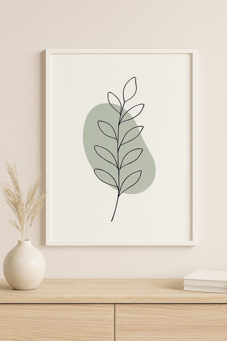 Minimalist Botanical Wall Art Set | Calm Line Art Prints | Eucalyptus ...