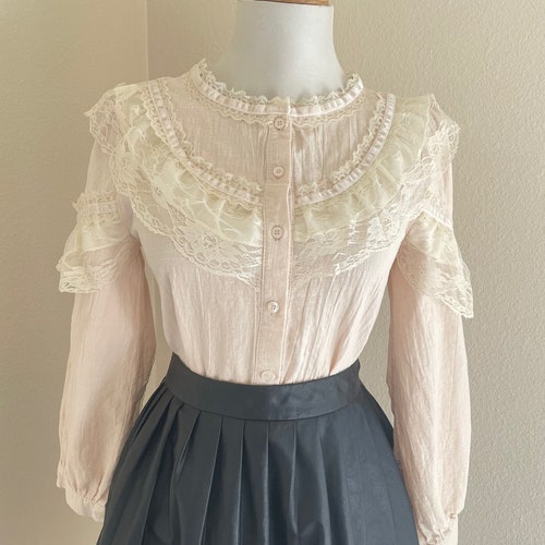 Victorian Ruffle Lace And Ribbon Blouse Etsy Canada