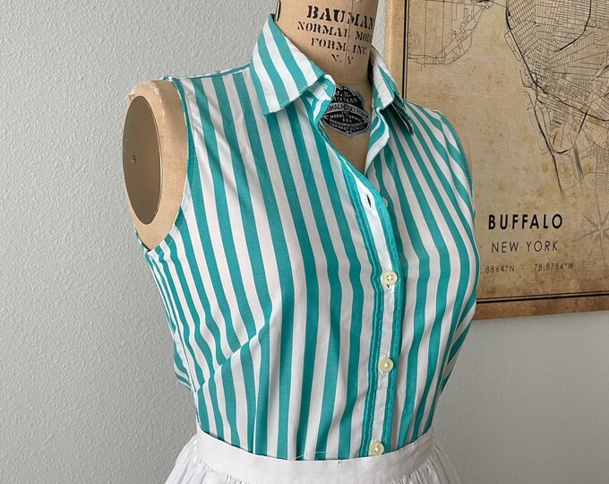 Vintage Striped Button up Shirt, Retro Blouse, Vintage 80s Button Up ...