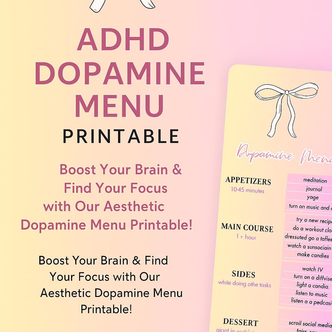 ADHD Dopamine Menu Printable | Cute Self-care Planner | Girly Brain ...