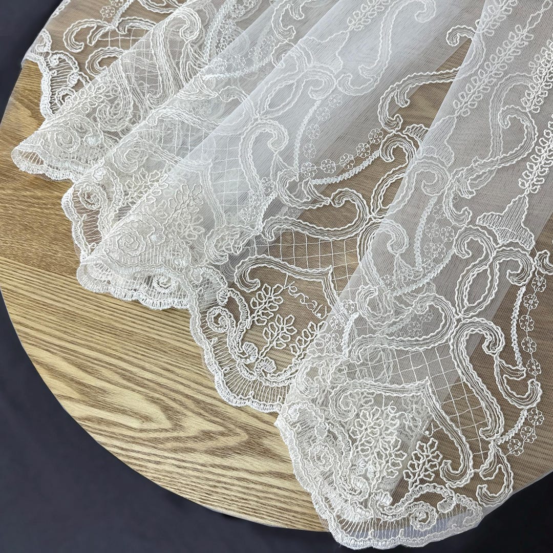 Luxury Embroidered Sheer Lace Curtains: Custom Damask Tulle for Living ...