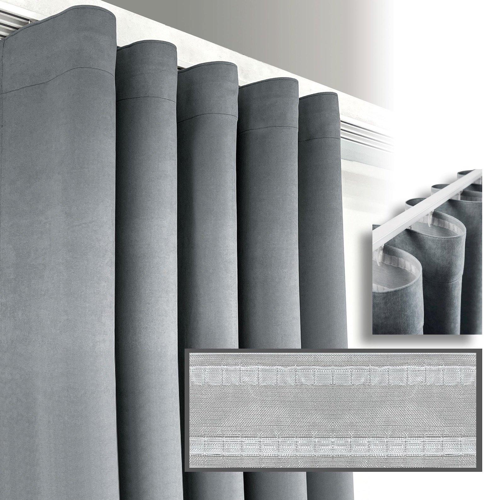 Wave Curtain Ripple Fold System: Spaced Gliders, Tape & Hooks (no ...