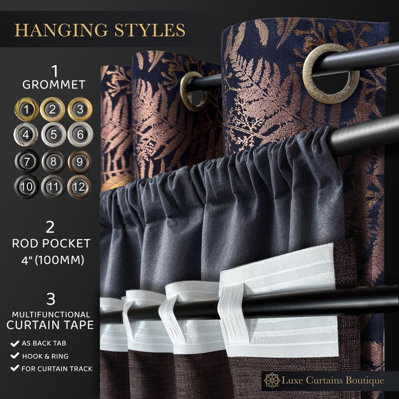 Victorian Classic Jacquard Satin Brown Gold Damask Living Room Curtains ...