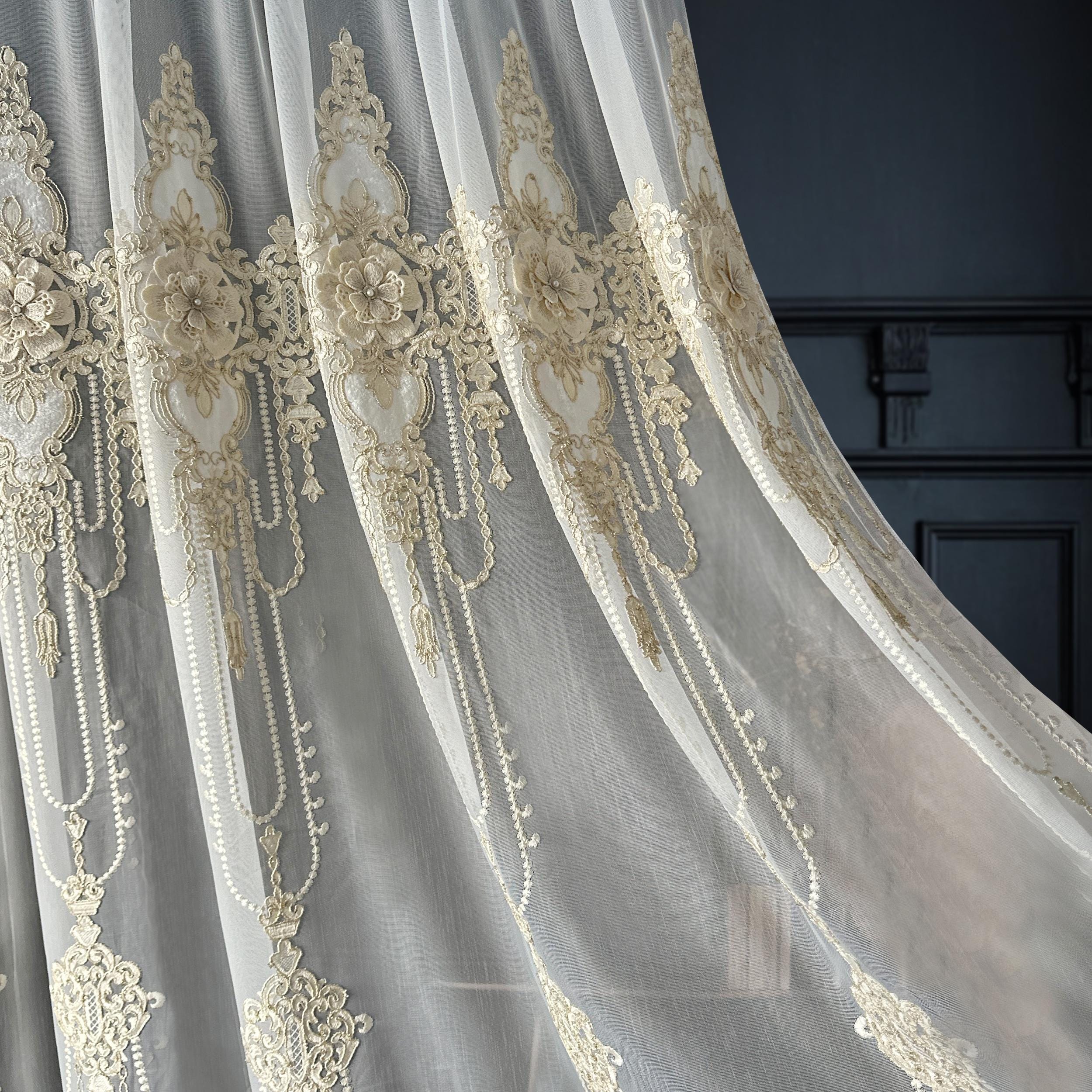 Custom Victorian Neoclassical Floral Lace Curtains | Elegant Rich ...