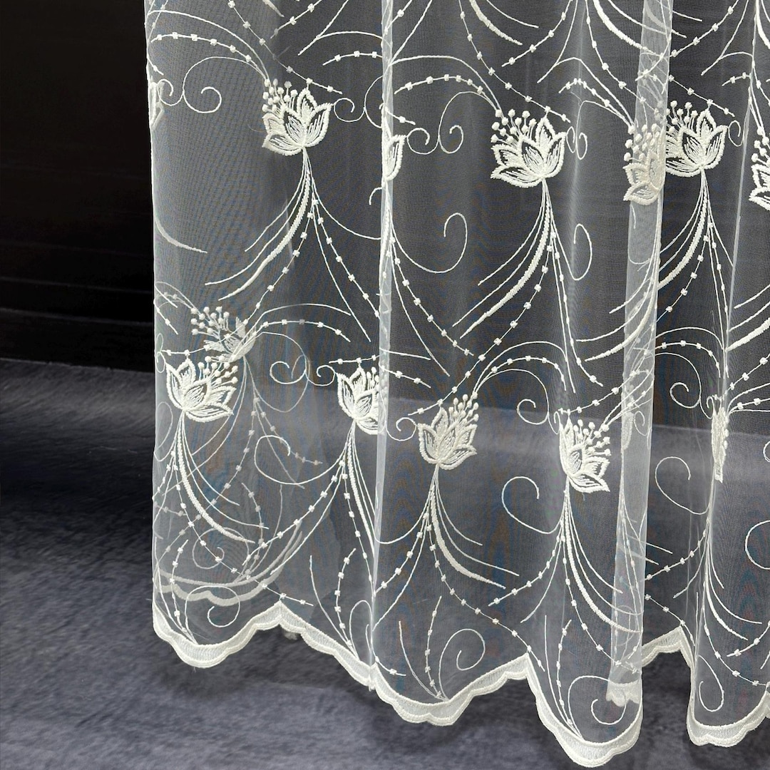 Floral Embroidered Lace Curtain: Custom Elegant French Style Sheer ...