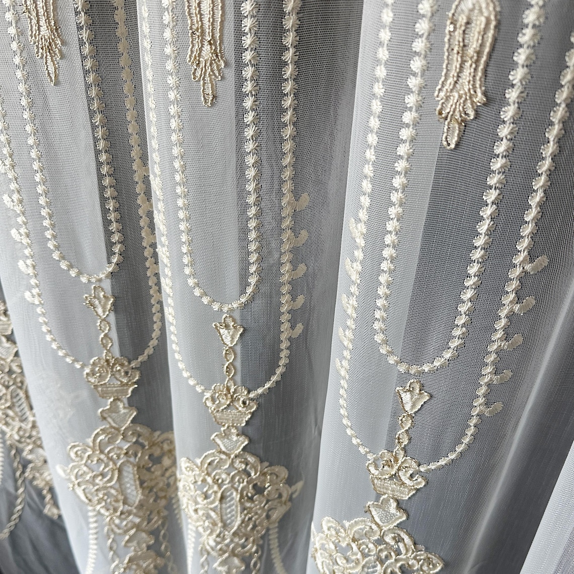 Custom Victorian Neoclassical Floral Lace Curtains | Elegant Rich ...