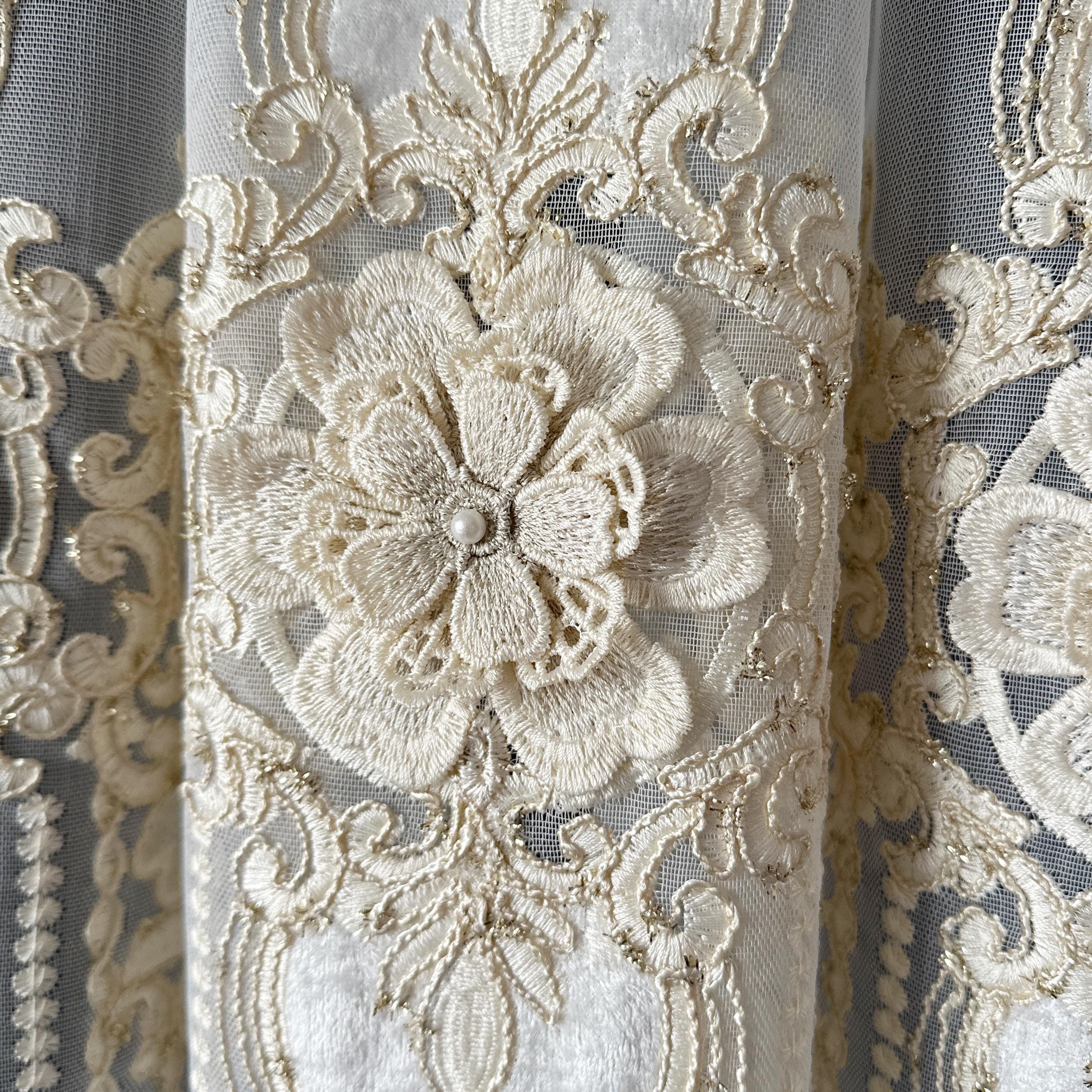 Custom Victorian Neoclassical Floral Lace Curtains | Elegant Rich ...