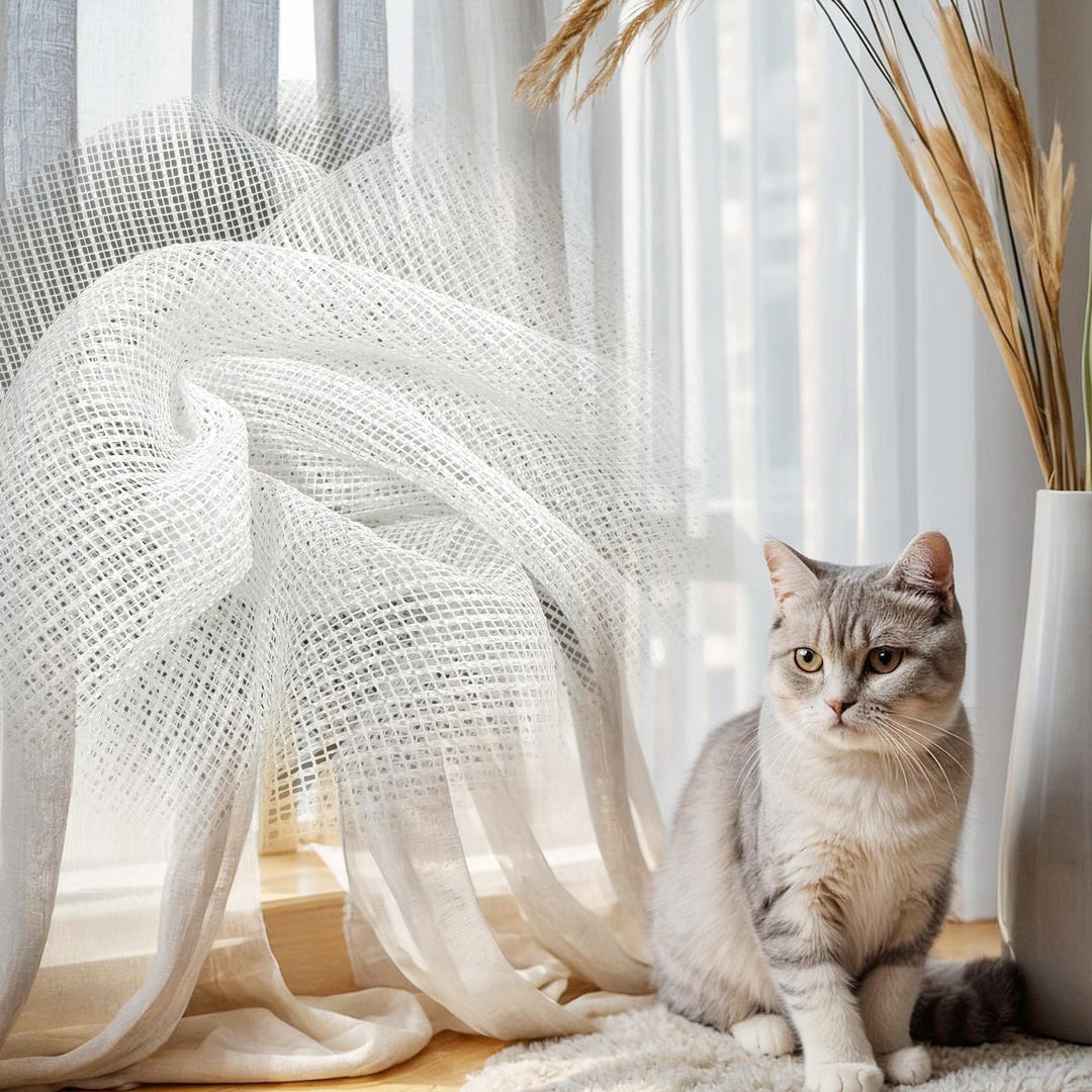 Custom Cat Proof Tulle Curtains: Scratch Resistant, Anti-claw Sheer ...