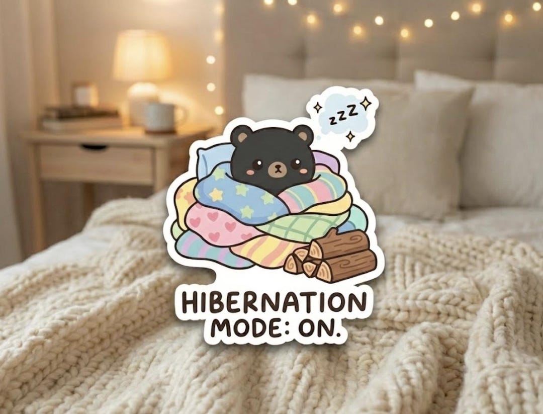 Hibernation Mode on Bear Sticker | Kiss-cut Vinyl Sticker - Etsy