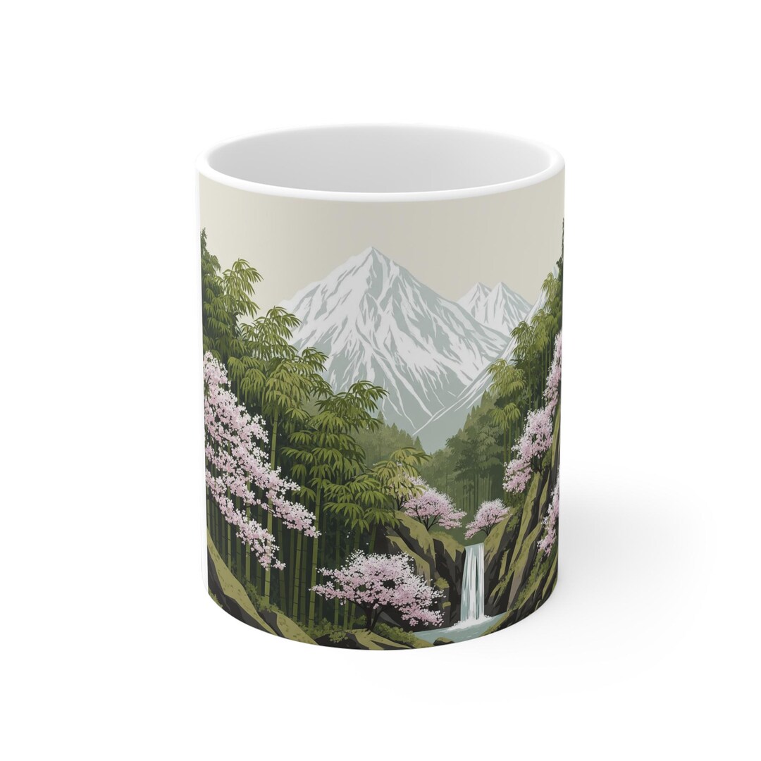 Japanese Mountain Ceramic Coffee Mug, Nature Lover Gift - Etsy