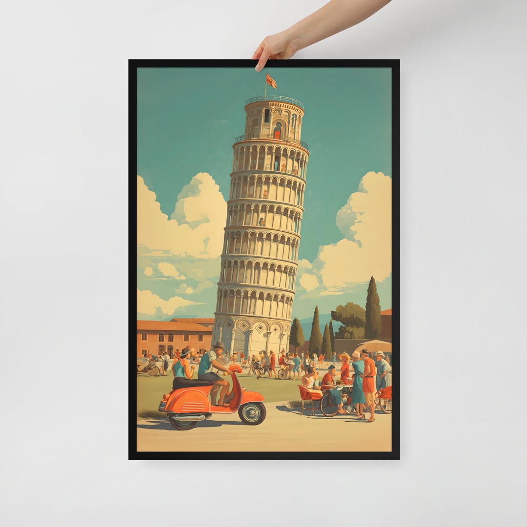 Leaning Tower of Pisa Wall Art – Framed Poster Print – Italian Travel ...