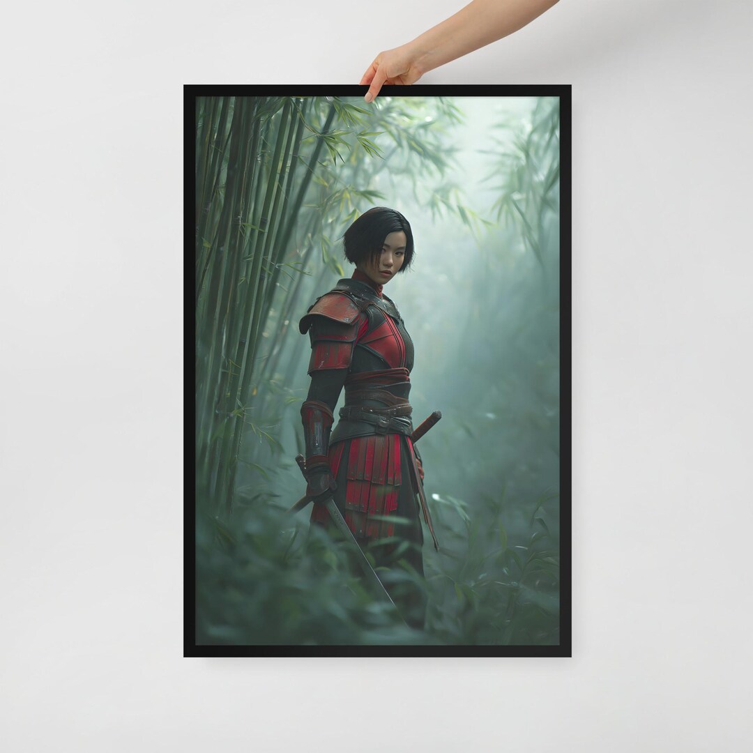 Mulan Disney Princess Warrior Wall Art – Framed Poster Print – Bamboo ...