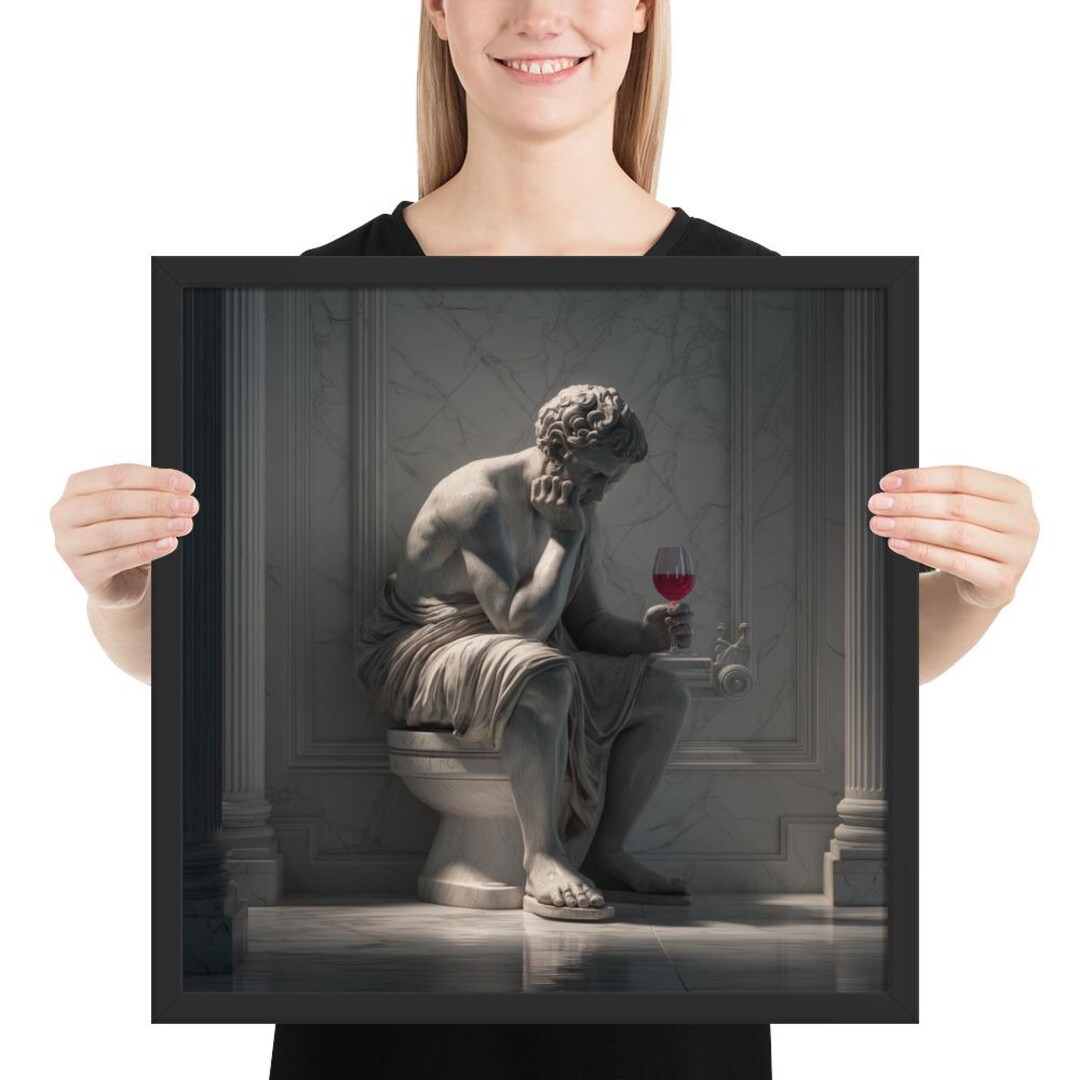 The Thinker on the Toilet – Funny Sculpture Parody Bathroom Art Print ...