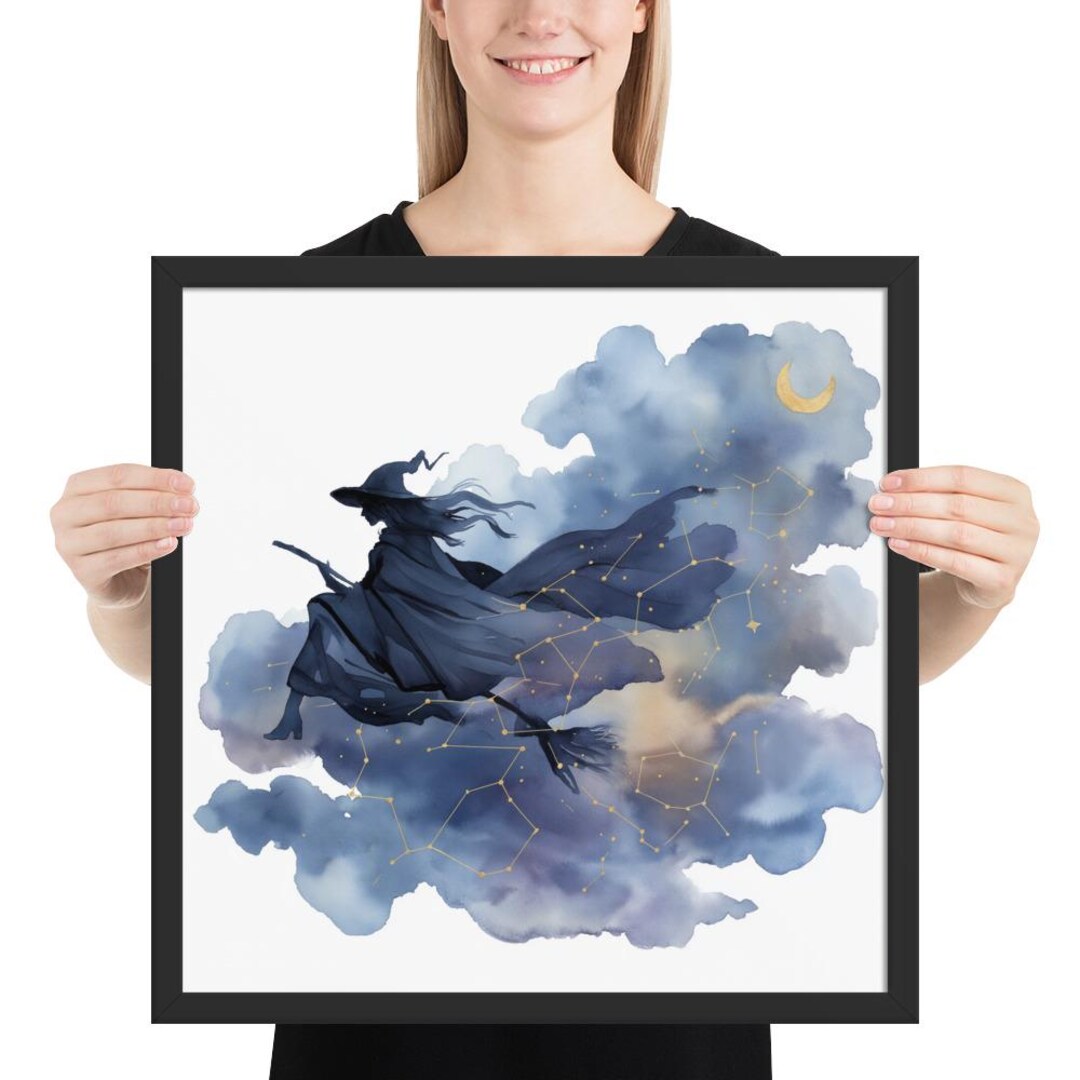 The Witching Hour Watercolor Poster – Framed Halloween Art of a ...