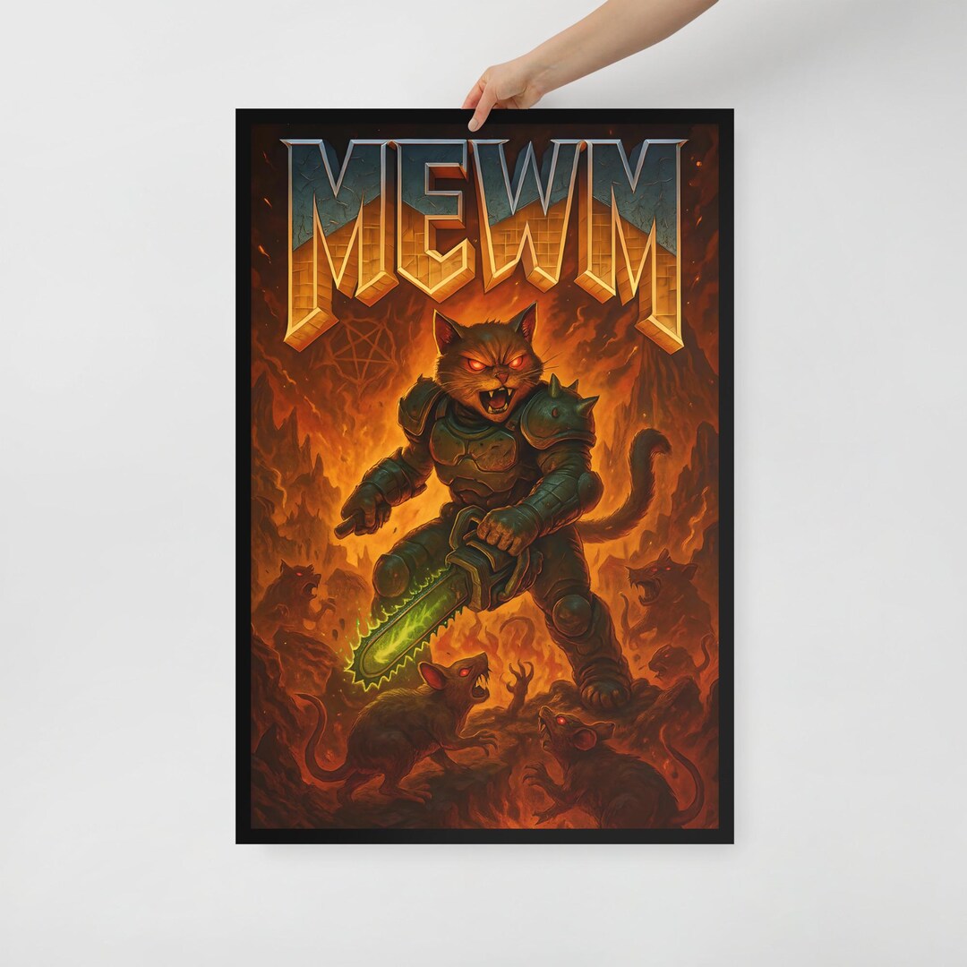 DOOM Poster – Framed Cat Parody Wall Art – MEWM Demon Slayer Print ...