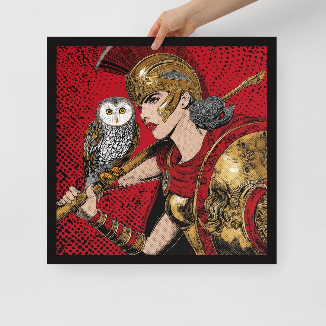 Pop Art Athena Greek Goddess Poster Framed AI Art Print Matte Paper ...